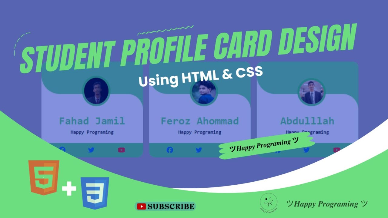 Card design ,Student Profile Card in HTML & CSS | Happy Programming ...