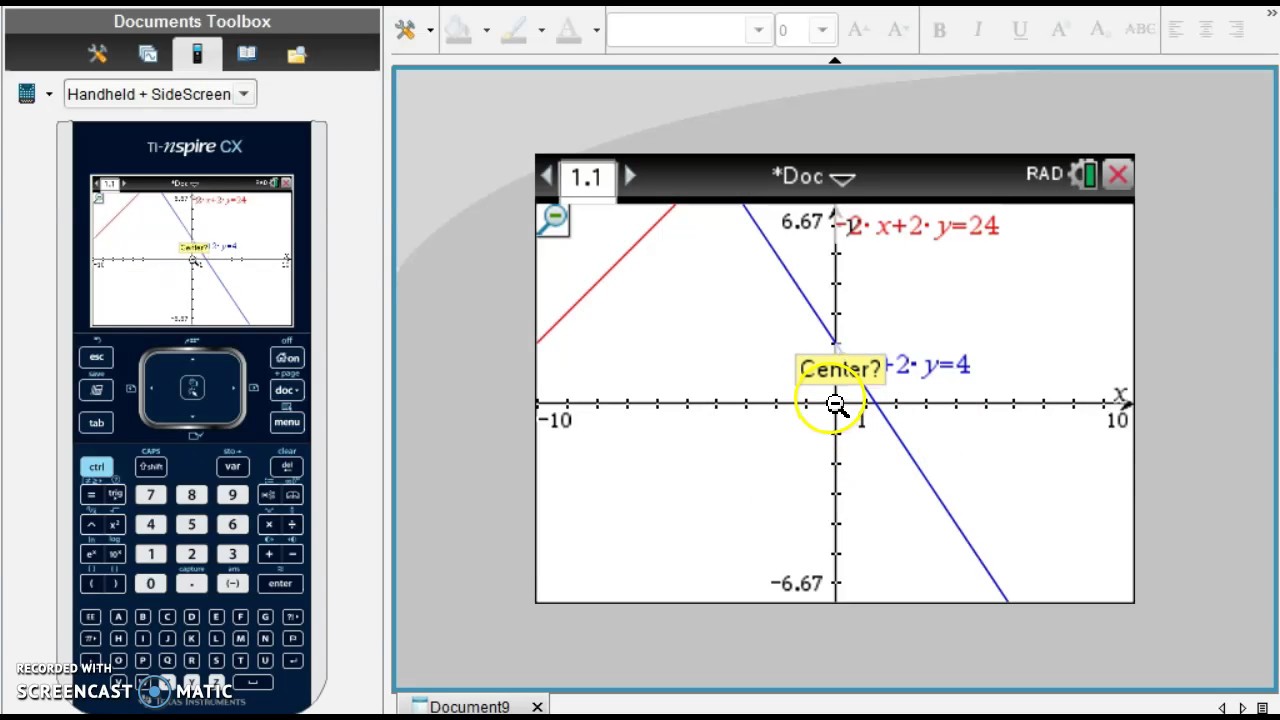 TI-Nspire - Solving a System of Equations Using the Graph - YouTube