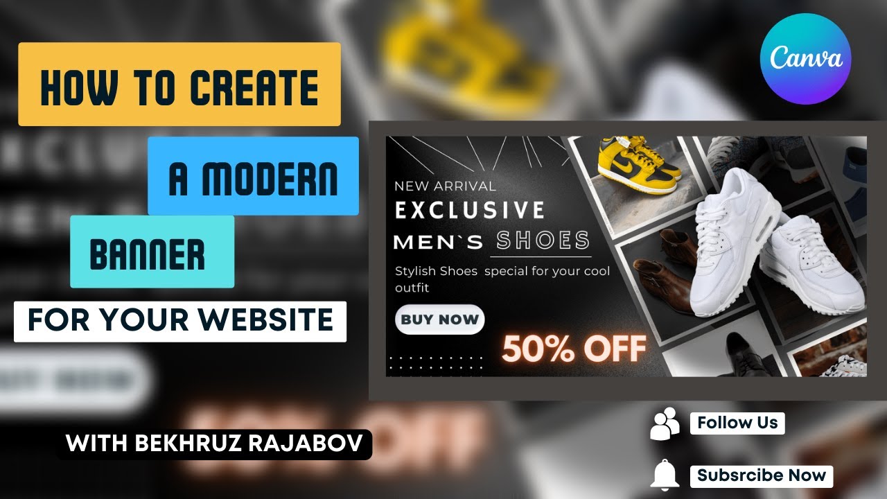 Canva Tutorial | Simple Web Banner Design | Shoes & Clothes Website - YouTube