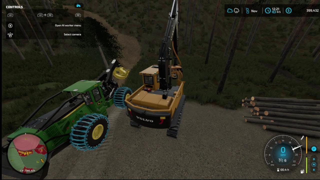 FS22 had a new skidder driver today helping me log - YouTube