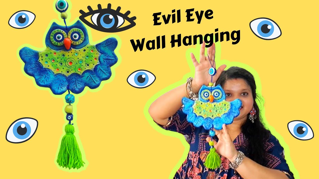 Making Evil Eye Wall Hanging using Clay 🧿🧿 | Wall Hanging DIY Idea ...