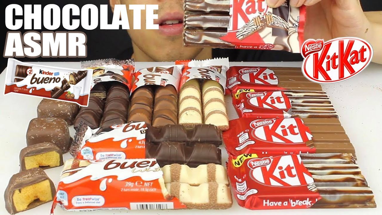[ASMR] CHOCOLATE-KIT KAT + BUENO & HONEYCOMB 🍫-CRUNCHY EATING SOUNDS ...