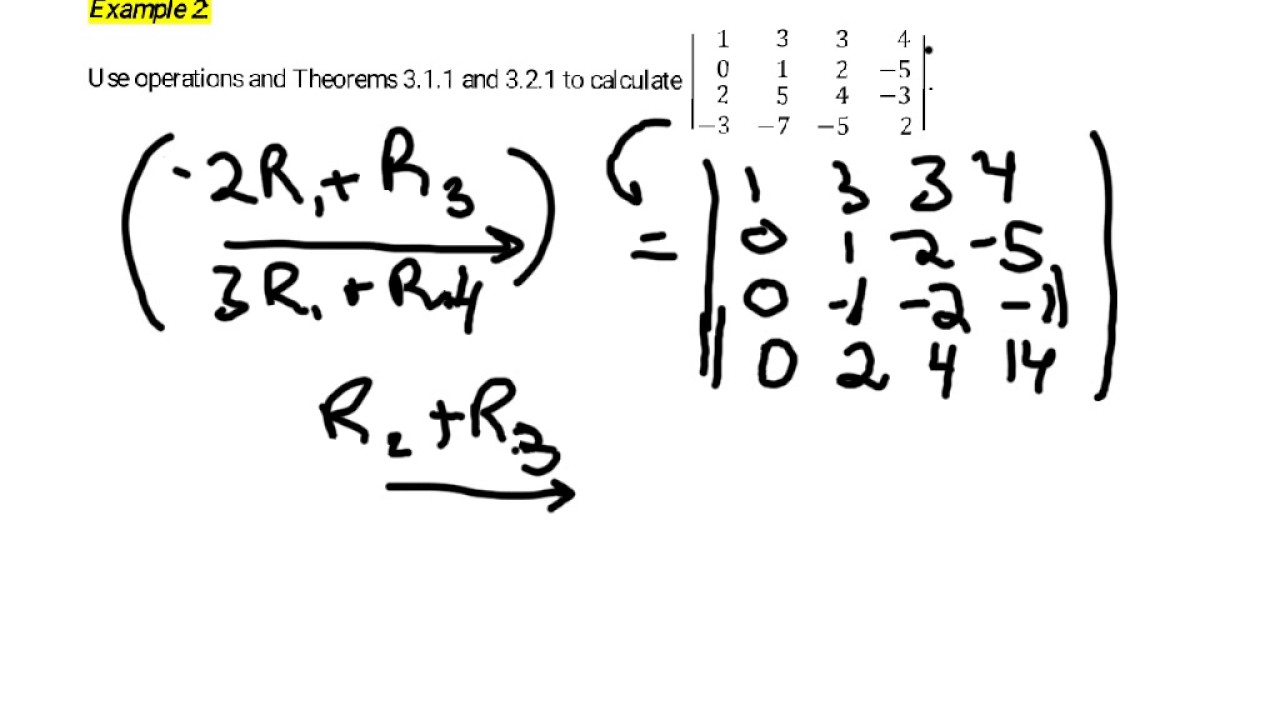 row ops det 4x4 matrix - YouTube