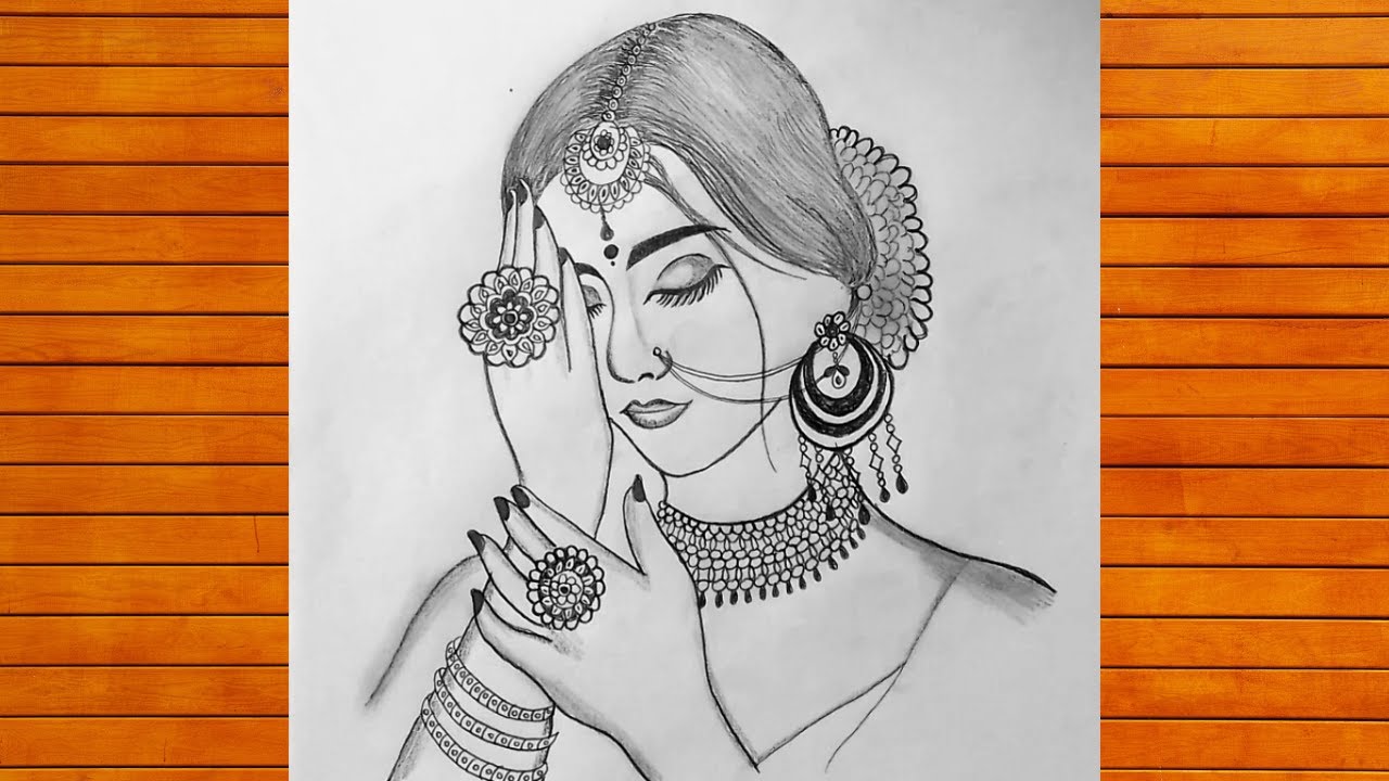 How to Draw a Traditional Bride Easy Pencil Sketch Step by Step ...