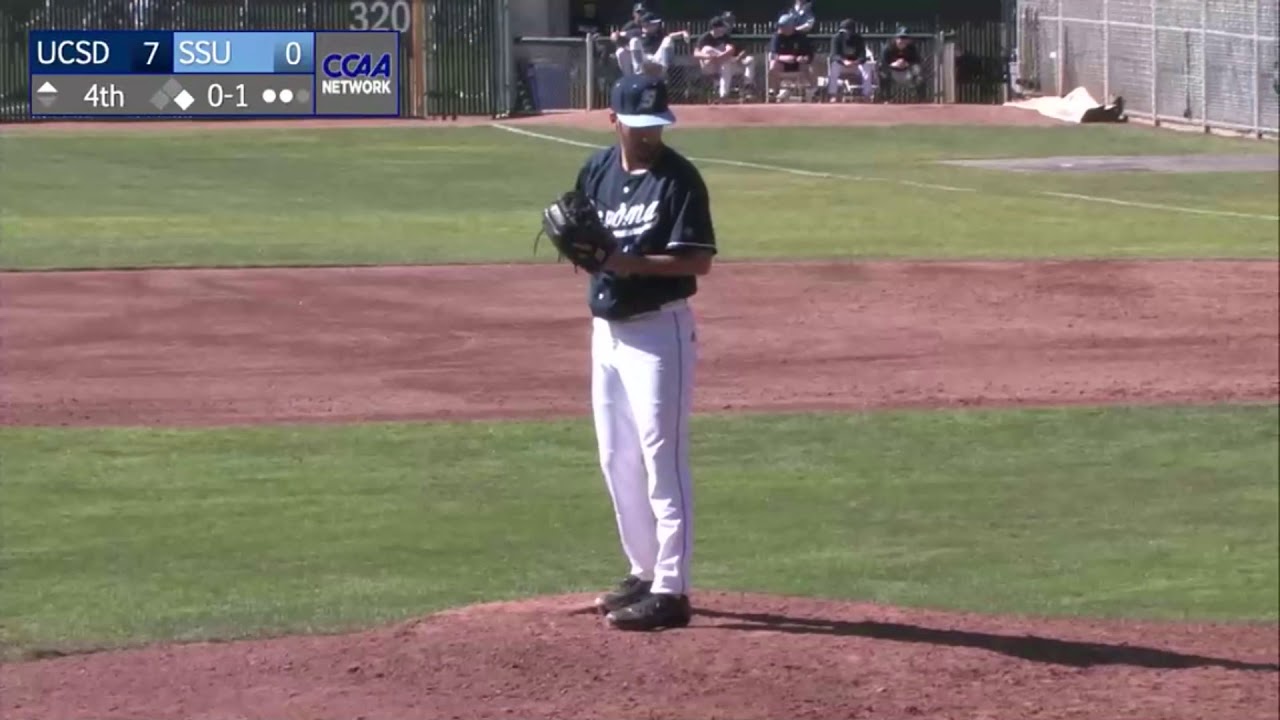 Ground rule double for Aaron Kim UCSD baseball - YouTube