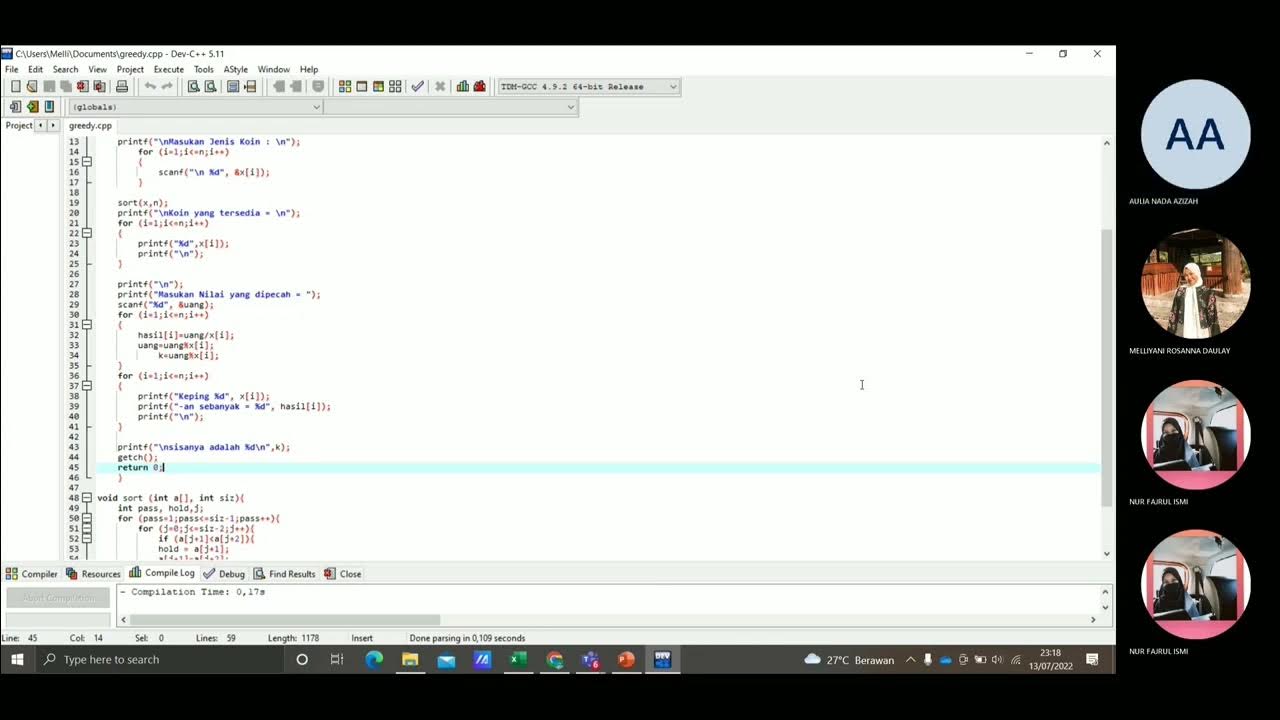 Pembahasan Contoh Program Algoritma Greedy ITPLN - YouTube