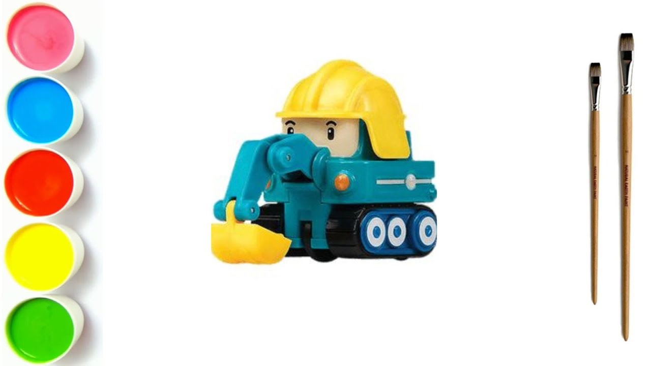 Drawing robotic JCB for kids | Coloring videos for kids - YouTube