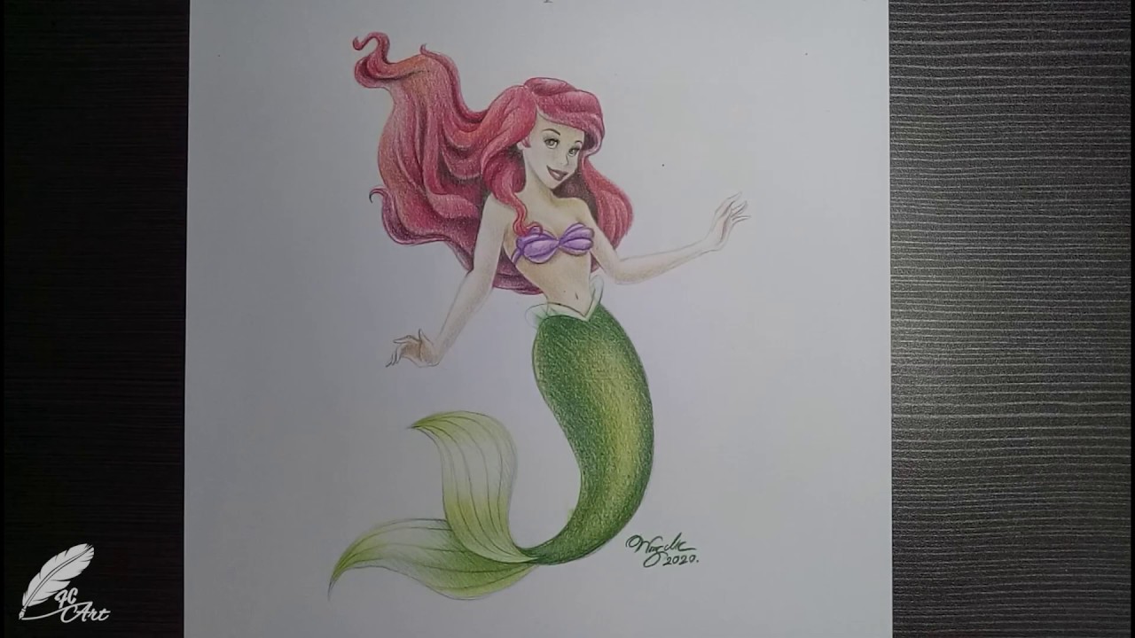 Drawing Princess Ariel From The Little Mermaid - Speed Drawing :Pencil ...