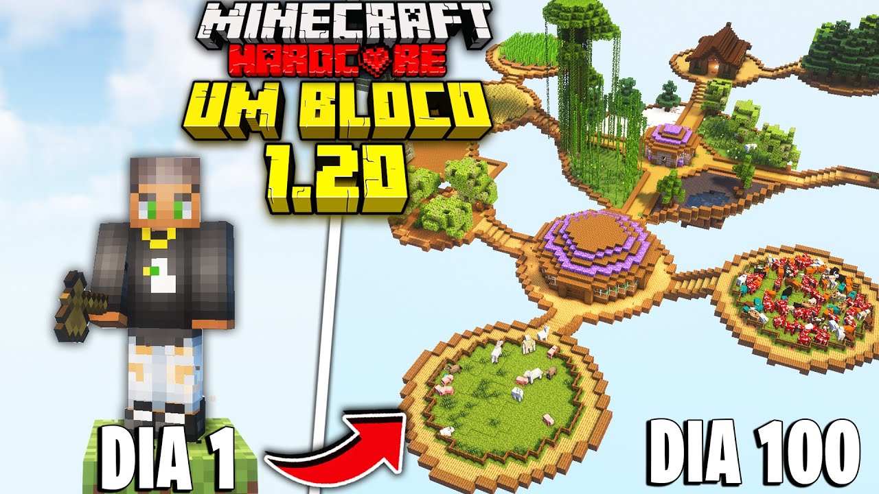 Sobrevivi 100 Dias Em Apenas Um Bloco No Minecraft Hardcore 1 20 O