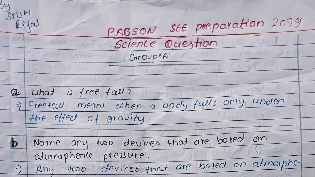 Science PABSON SEE Preparation Exam 2079...Solution by Sristi Rijal ...