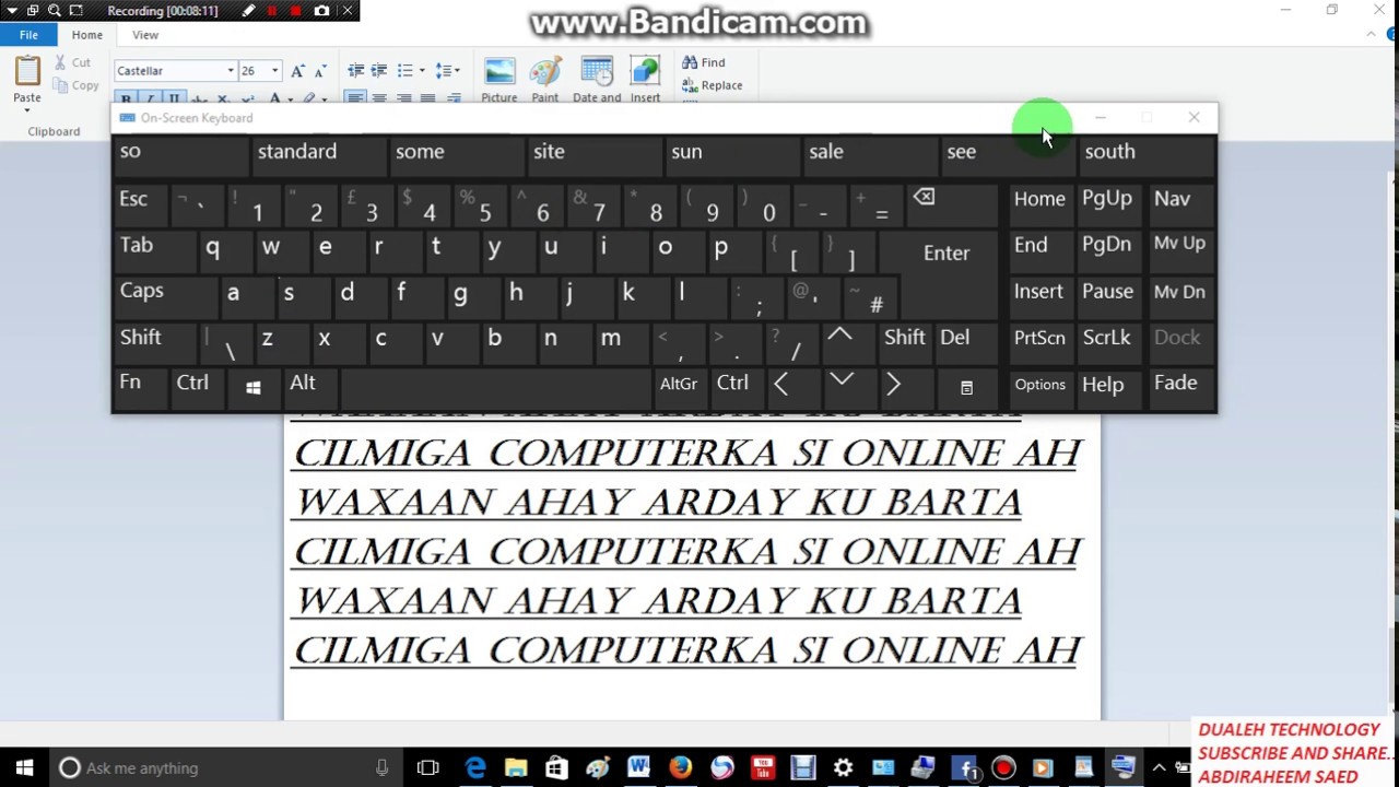 {word pad}..BARASHADA COMPUTER KA OO BASIC AH CASHARkii 4AAD - YouTube
