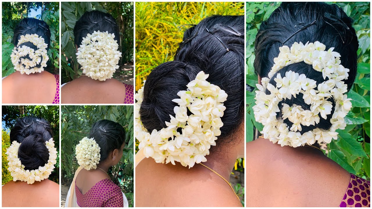 Onam makeup&hair style🤩| നല്ല സ്റ്റൈൽ ആയി മുല്ലപ്പൂ വെക്കാം ...