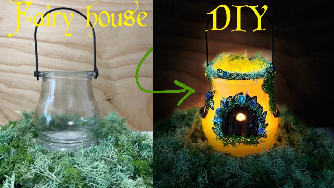 Fairy house DIY | Fairy house in an old lamp | Polymer clay DIY | Craft ...