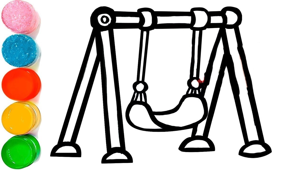 How To Draw A Cute Playground Swing Cradle Drawing | Easy Swing Cradle ...