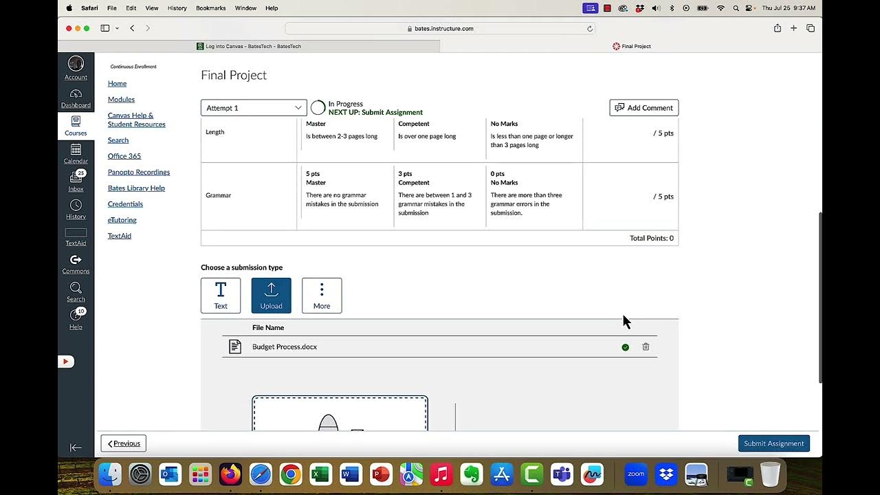 Getting Started in Canvas - Submitting an assignment - YouTube
