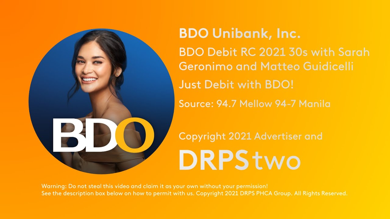 BDO Debit Radio Commercial 2021 30s with Sarah Geronimo and Matteo ...
