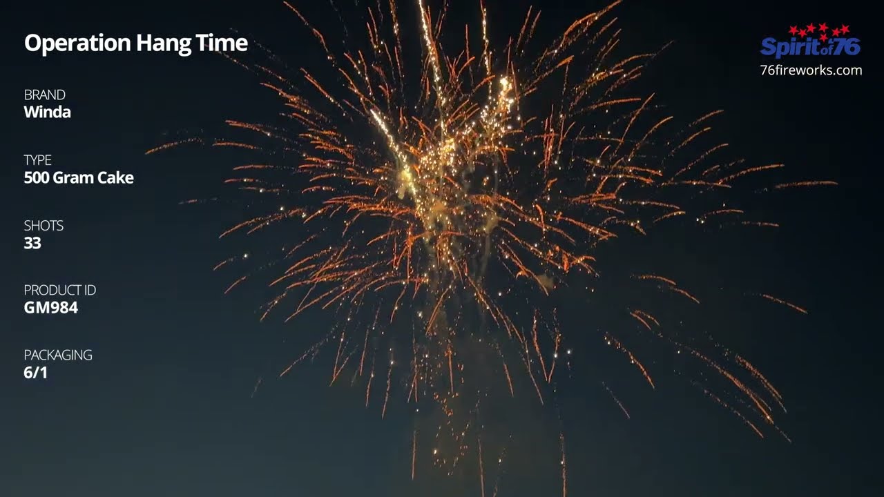 GM984 Operation Hang Time - 500 Gram Cake - Winda Fireworks - YouTube