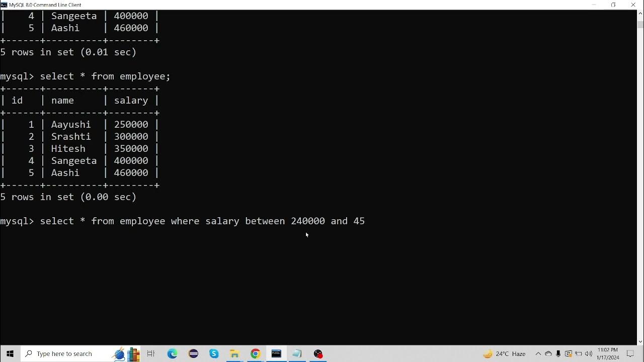 Basic MYSQL Tutorial : Part-12 (Between Operator and Not Between) - YouTube