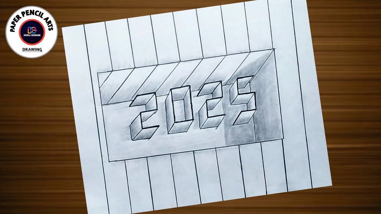 How to draw 2025 in 3d drawing/Step by step/2025 3d drawing easy # ...