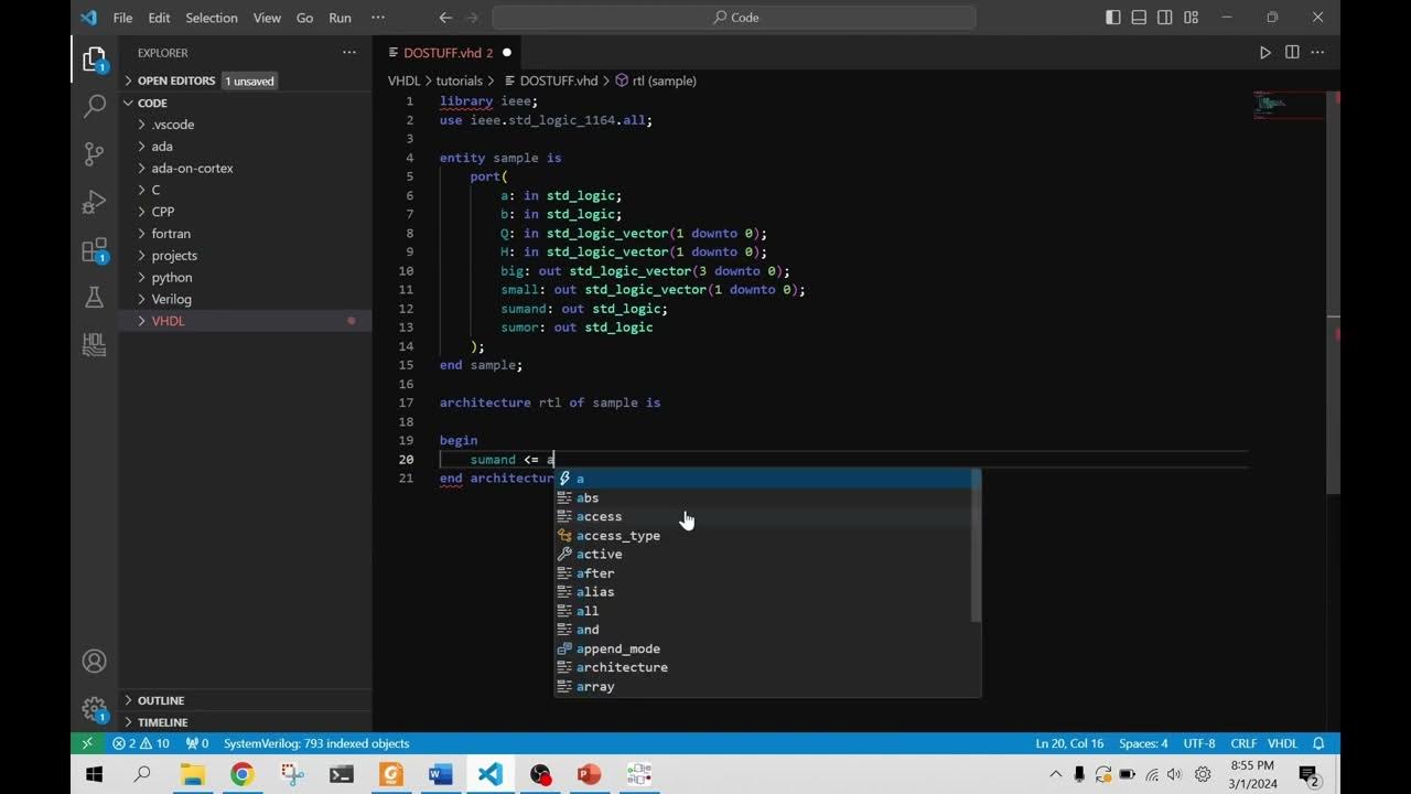 EE2051 VHDL Tutorial 1: Basic Fundamentals - YouTube