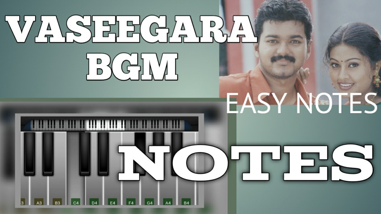 Vaseegara Movie Bgm | Piano Notes | Theme Info In Description👇 Chords ...
