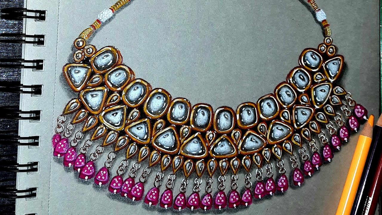 Realistic jwellery drawing/for beginners/final part 😍 - YouTube