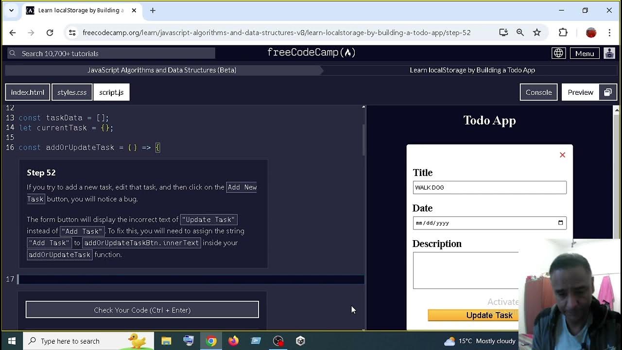 Learn localStorage by Building a Todo App step 52 - YouTube
