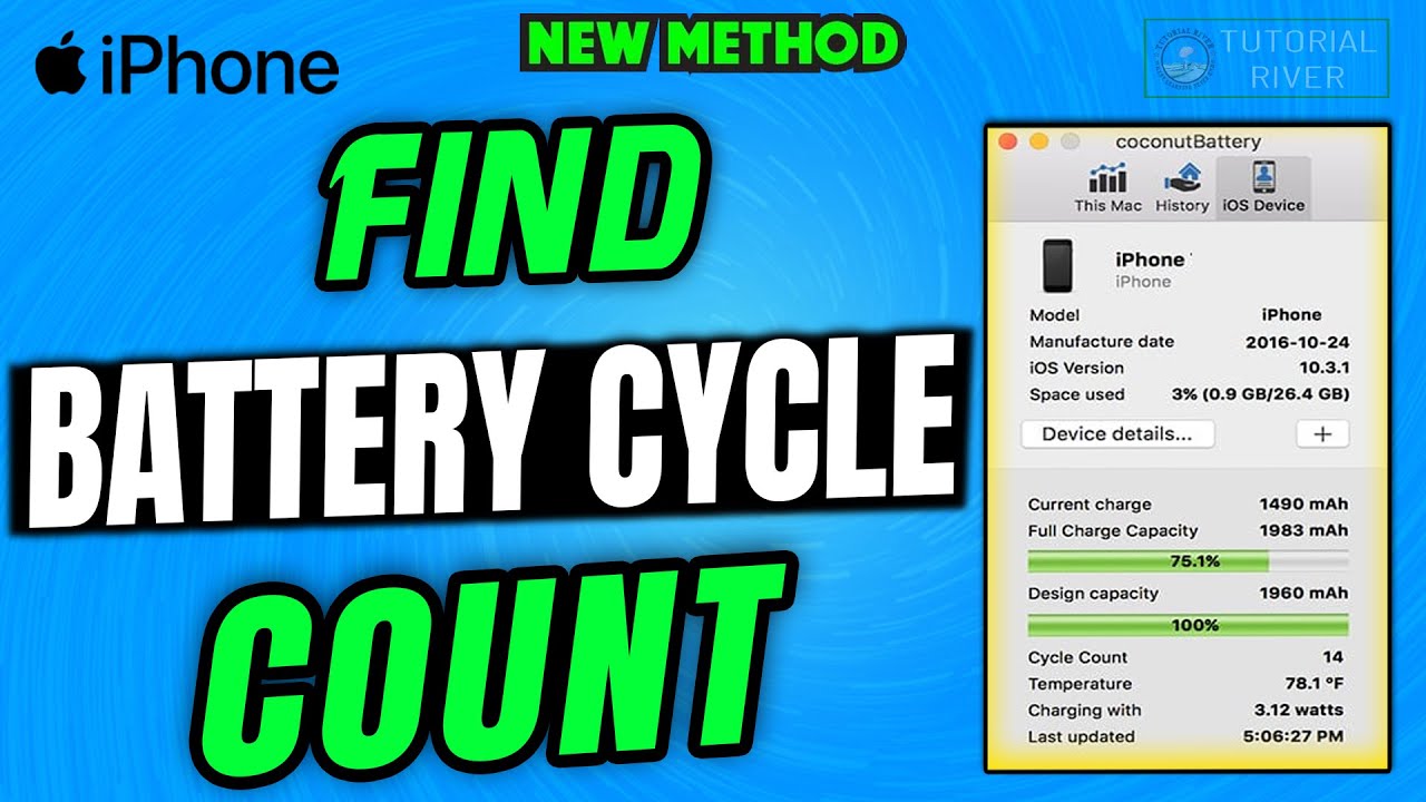 How to find Battery cycle count on iphone - YouTube
