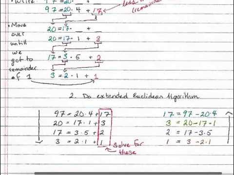 Euclidean Algorithm and Multiplicative Inverse (Ex. 1) - YouTube