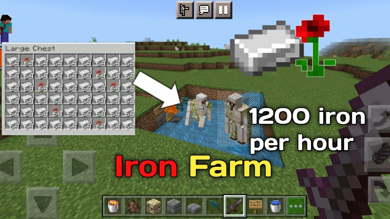 How to make iron farm in minecraft (mcpe) | how to make easy iron farm ...