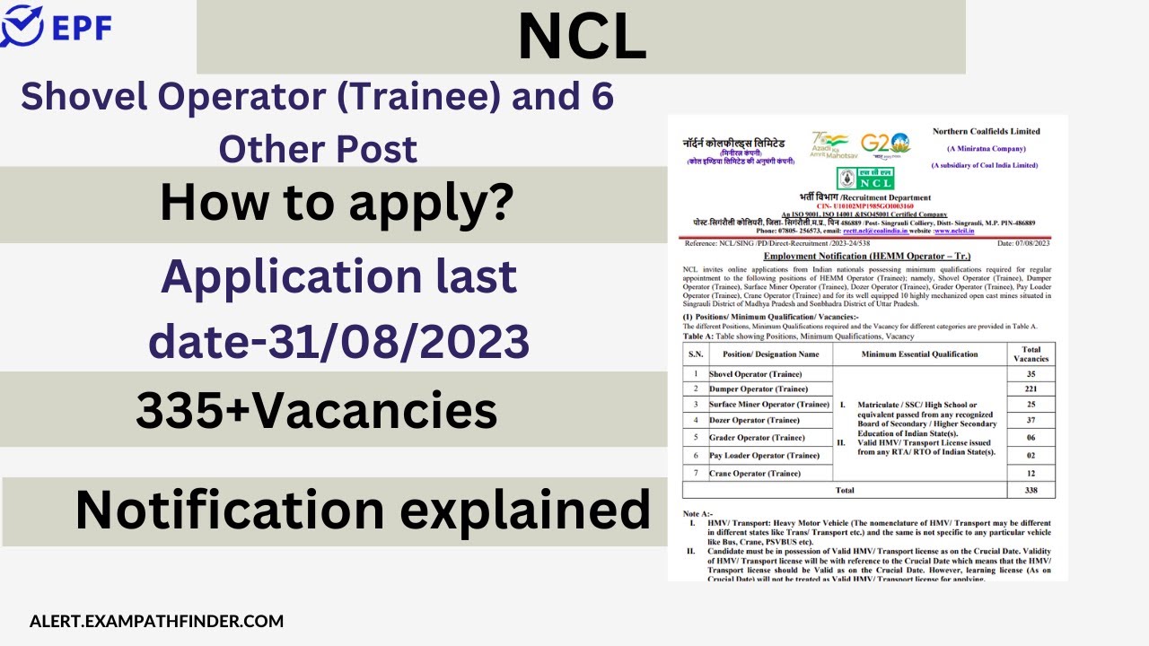 NCL || Shovel Operator (Trainee) and 6 Other Post || 335+VACANCIES ...