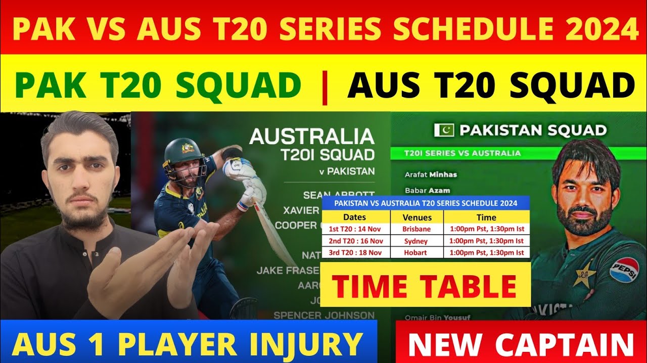 Pak vs Australia t20 series squads & schedule | 1 player out in Aus ...