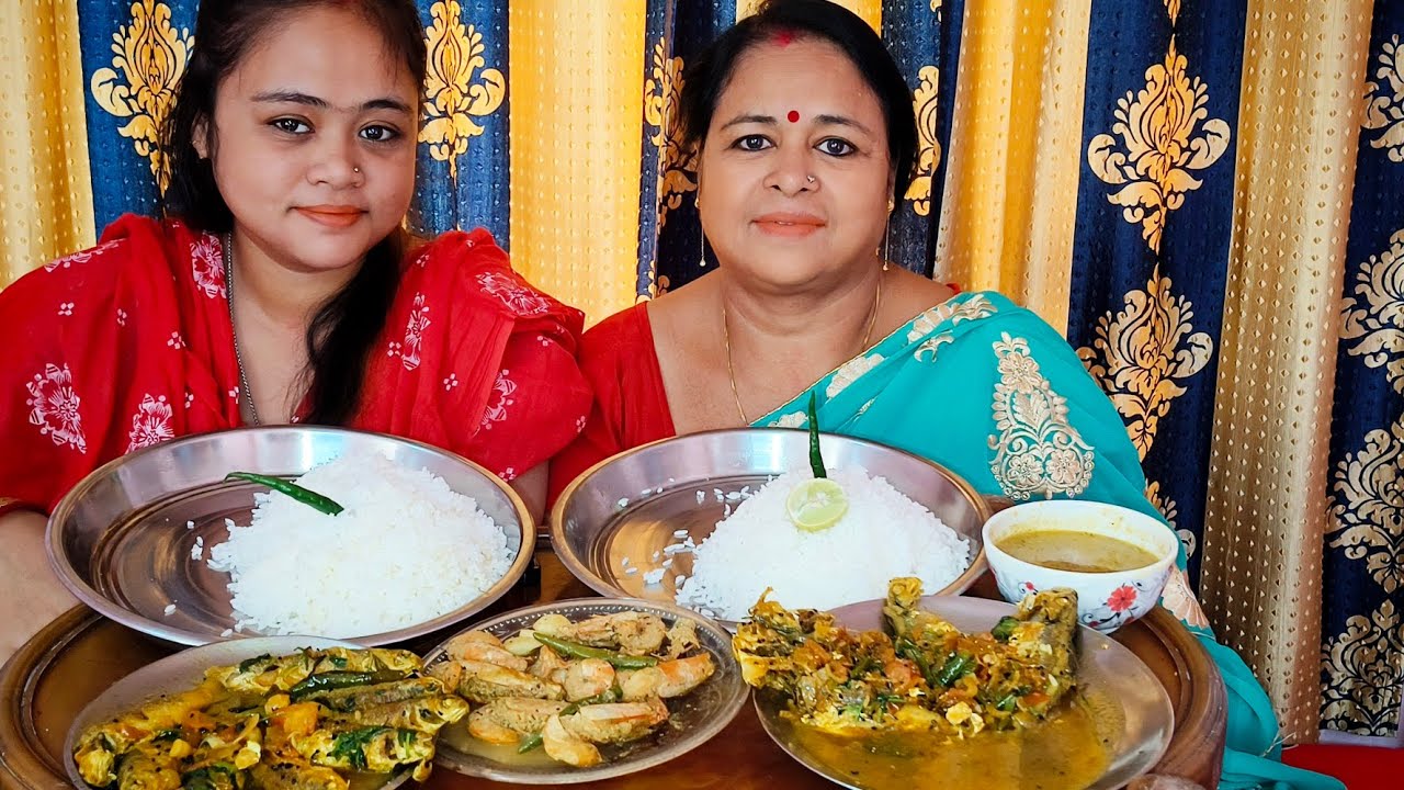 Prawn curry, Parse Fish curry,Saitin Fish curry with rice eating ...