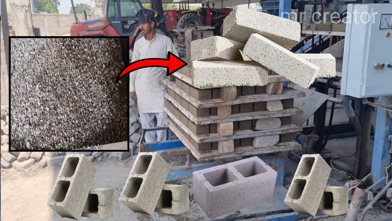 making cement concrete bricks in automatic machines| amazing process ...