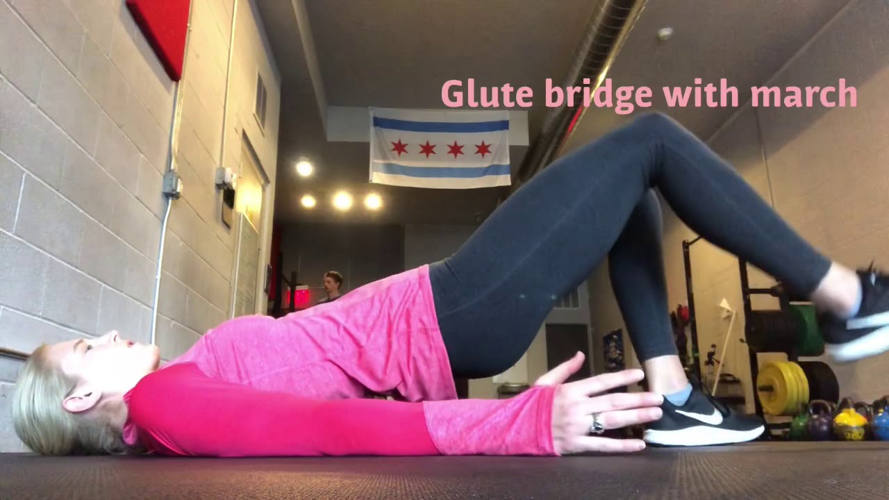 Glute bridge with March - YouTube
