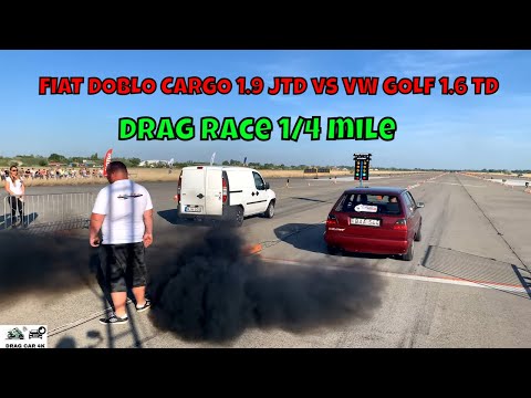 FIAT DOBLO CARGO 1.9 JTD 182B9.000 vs VW GOLF 1.6 TD JP drag race 1/4 mile 🚦🚗 - 4K UHD