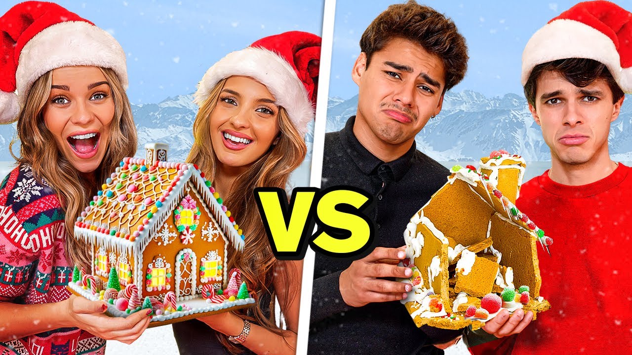 BOYS vs GIRLS Gingerbread House Competition - YouTube