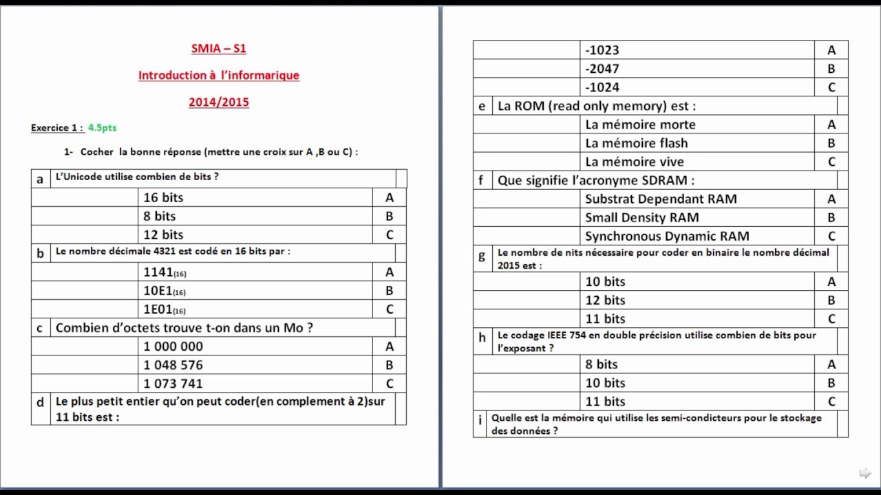 CORRECTION D'EXAMEN FINALE // INTRODUCTION A L'INFORMATIQUE - YouTube