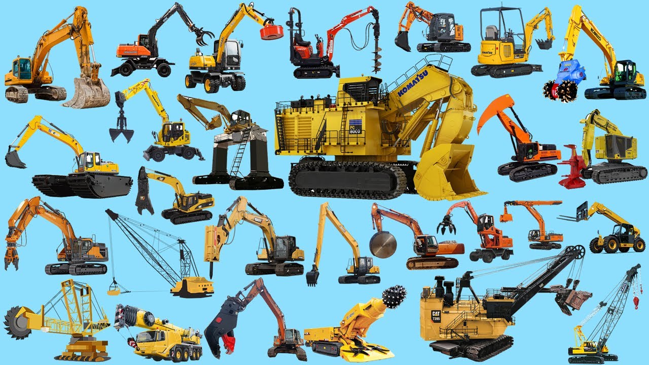 EXCAVATOR Vehicles - Types of Excavators in General | Crane, Digger ...
