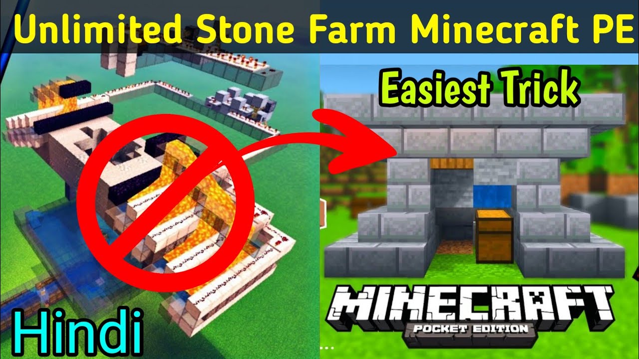 Easiest Trick | How to Make Stone Farm in Minecraft Pocket Edition ...