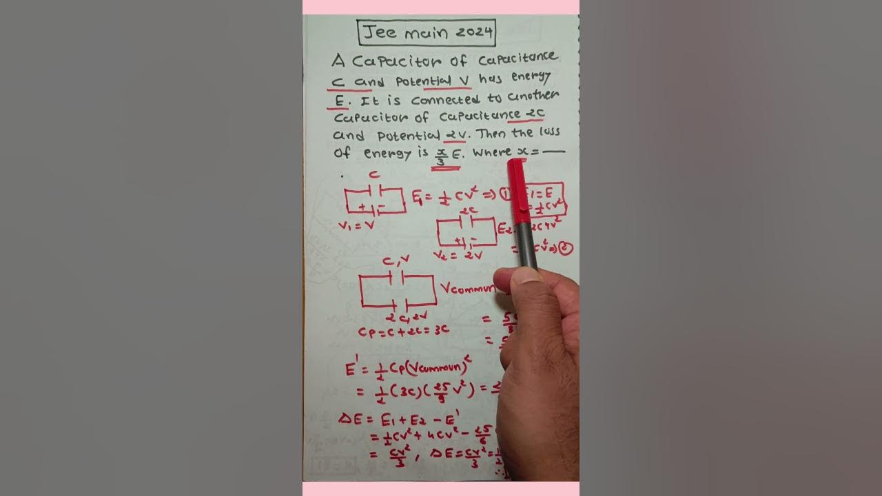 capacitor of capacitance C, voltage V has energy E, is connected with ...