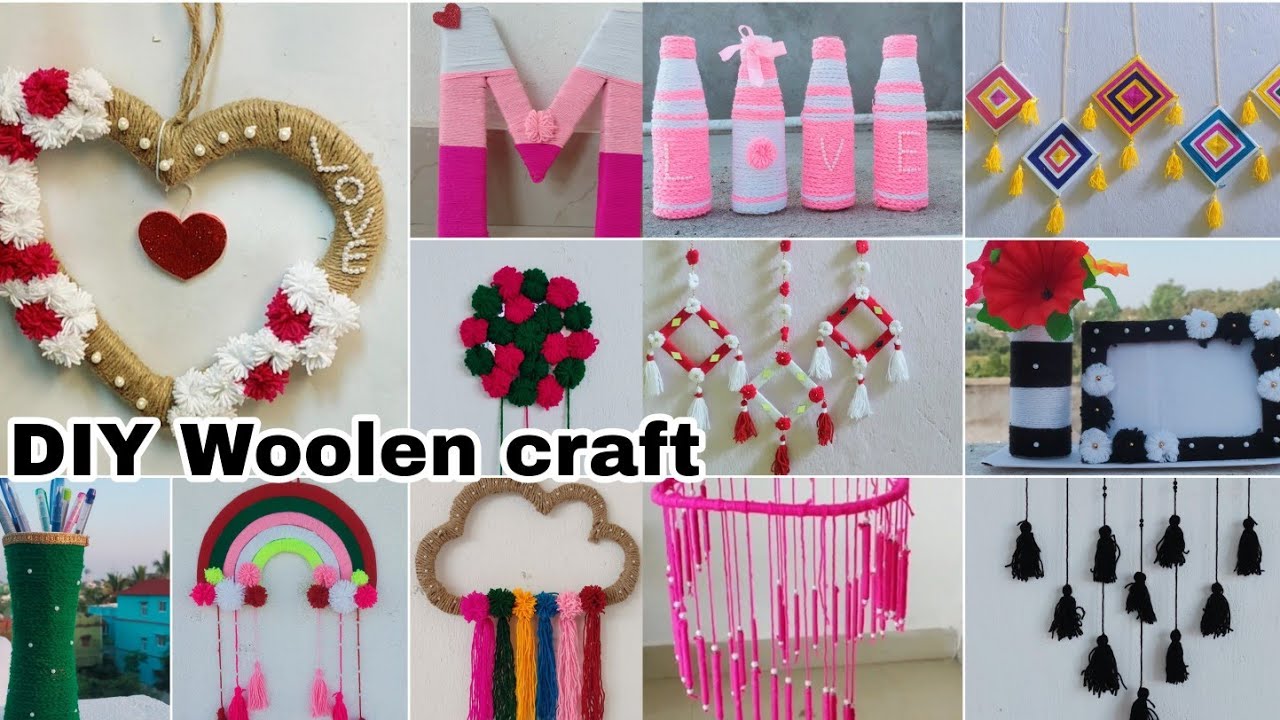 12 different Woolen craft/DIY woolen home decore/woolen craft# ...