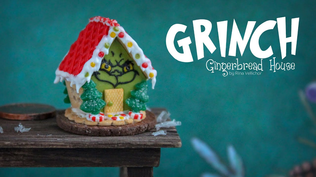 Miniature Grinch Gingerbread House 🎄 Polymer clay tutorial 🎁 Christmas ...