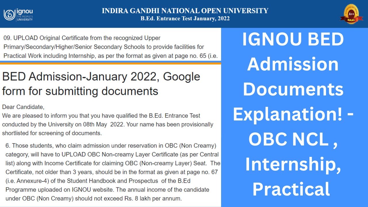 IGNOU BED Admission Documents Upload IGNOU ignou-bed-admission-documents-upload-ignou