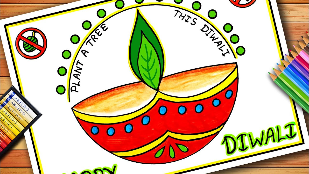 Green Diwali Drawing | Diwali Drawing Easy | Eco Friendly Diwali Poster ...