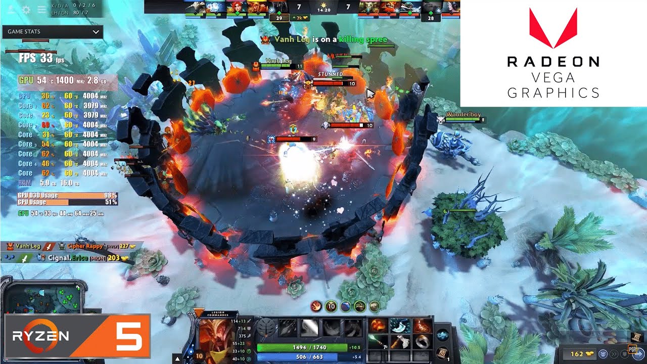 DOTA 2 : Ryzen 5 3400g & Radeon Vega 11 | All Settings - YouTube