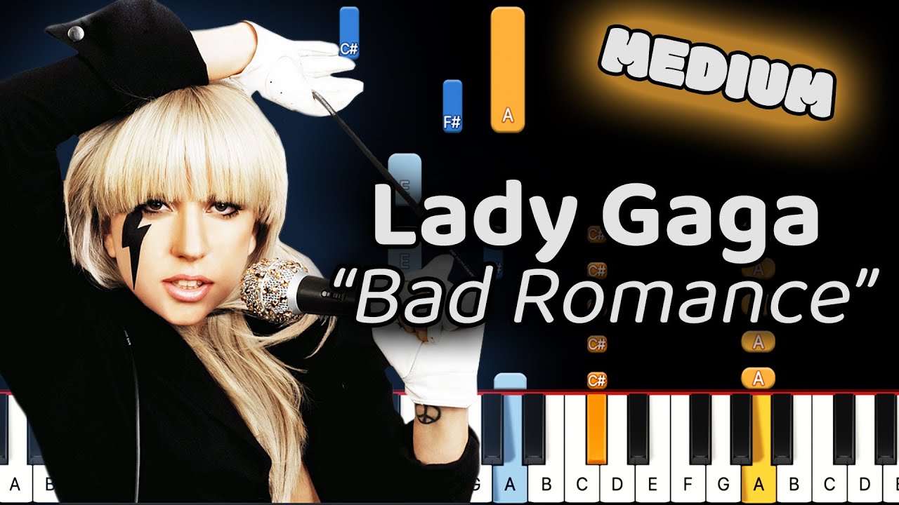 Lady Gaga Bad Romance Piano Tutorial! (Medium) - YouTube