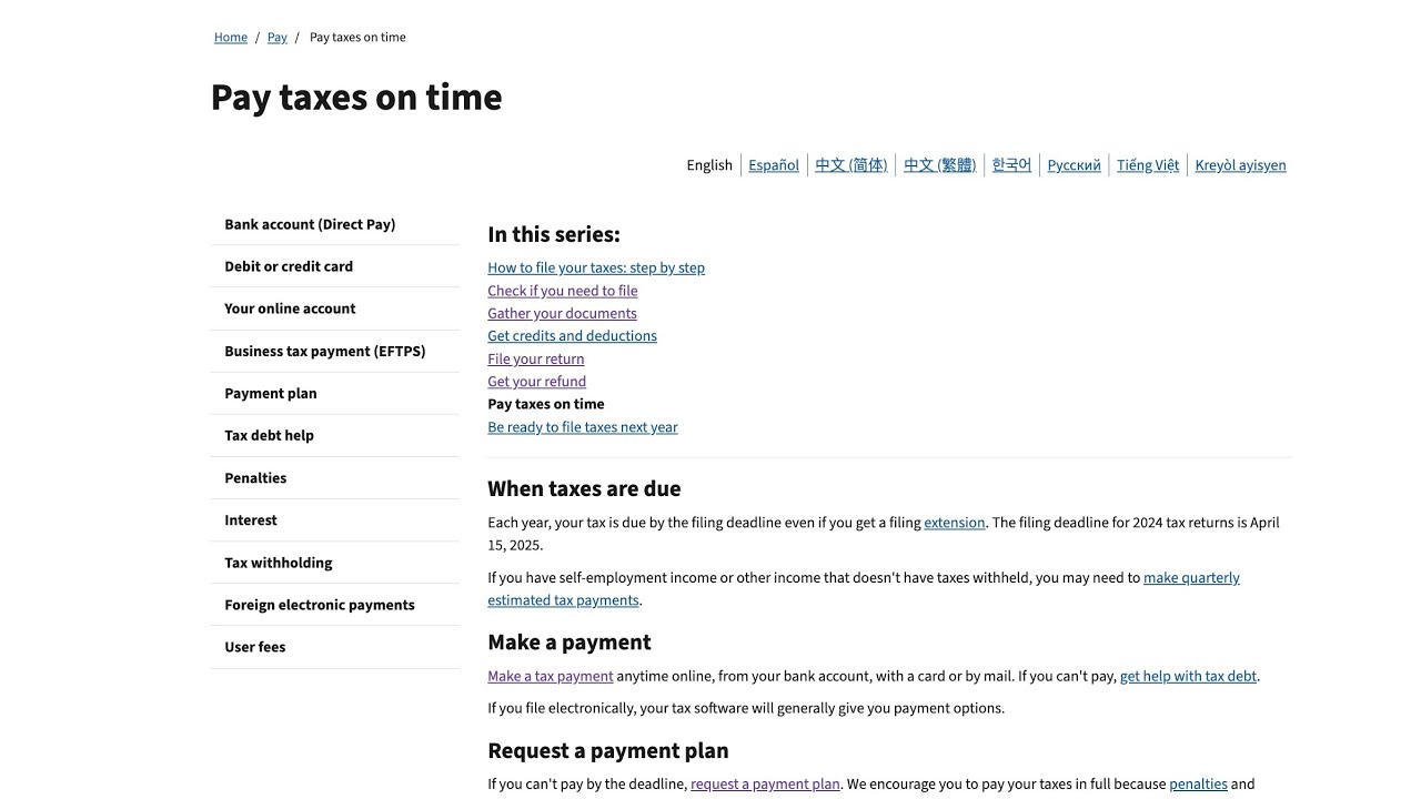 What does the IRS website say about paying your taxes on time? - YouTube