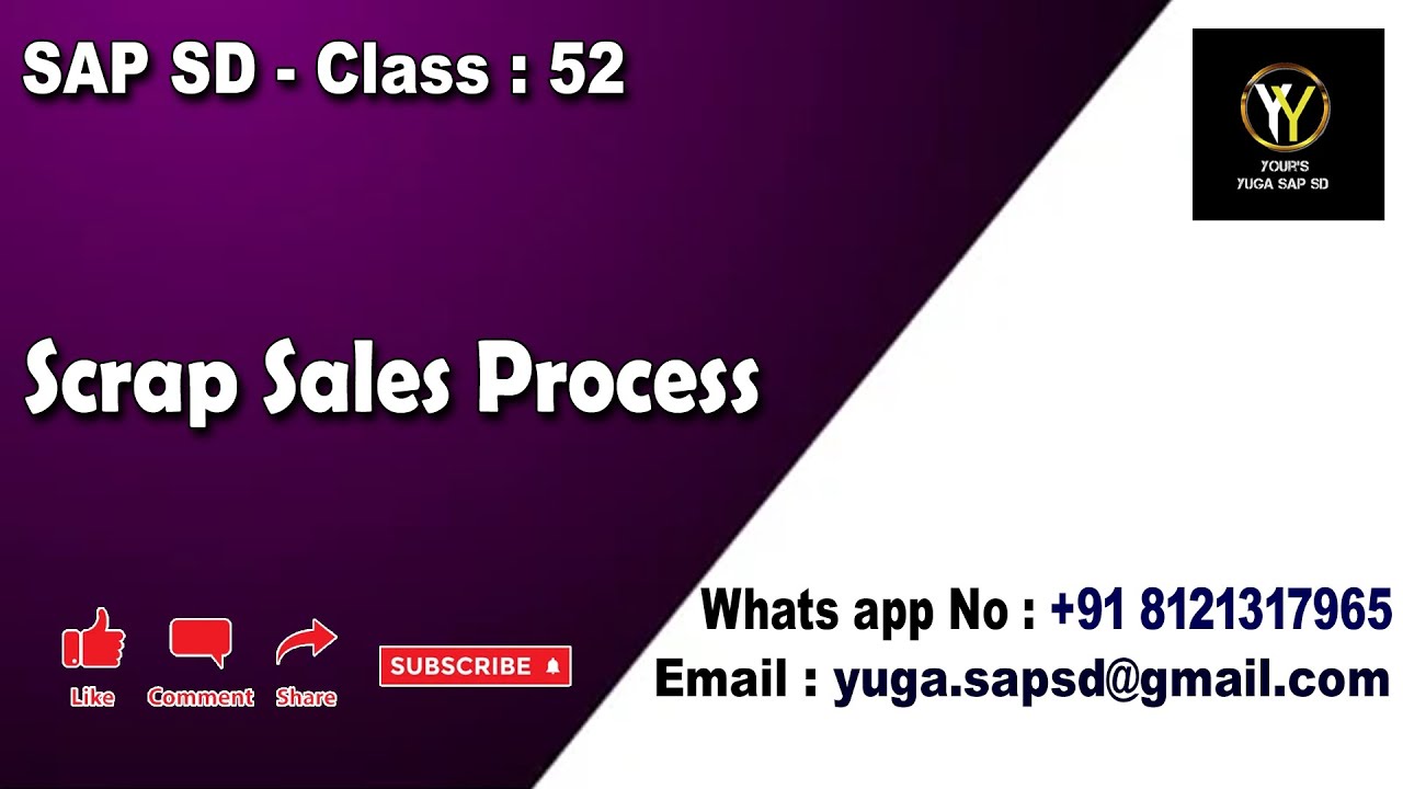 SAP SD: Class -52: Scrap sales process || Your's Yuga SAP SD - YouTube