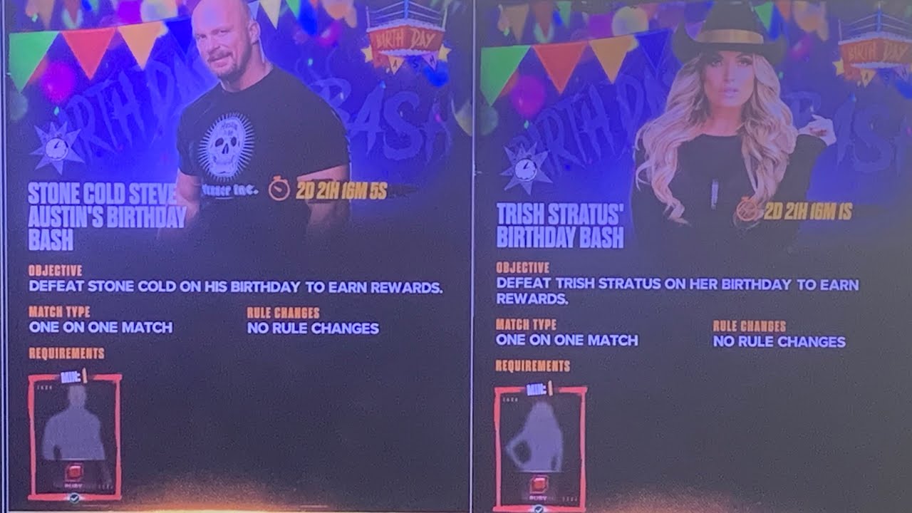BIRTHDAY BASH STONE COLD, TRISH STRATUS LIVE EVENT! (WWE2K24 MyFaction ...